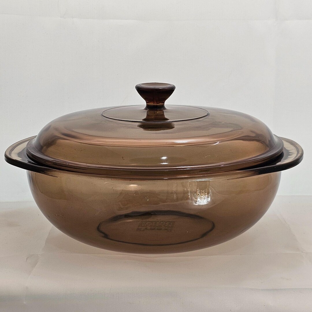 Pyrex Vision Amber Casserole Dish & Lid 2qt Corning Ware 624C Vtg Oven ...