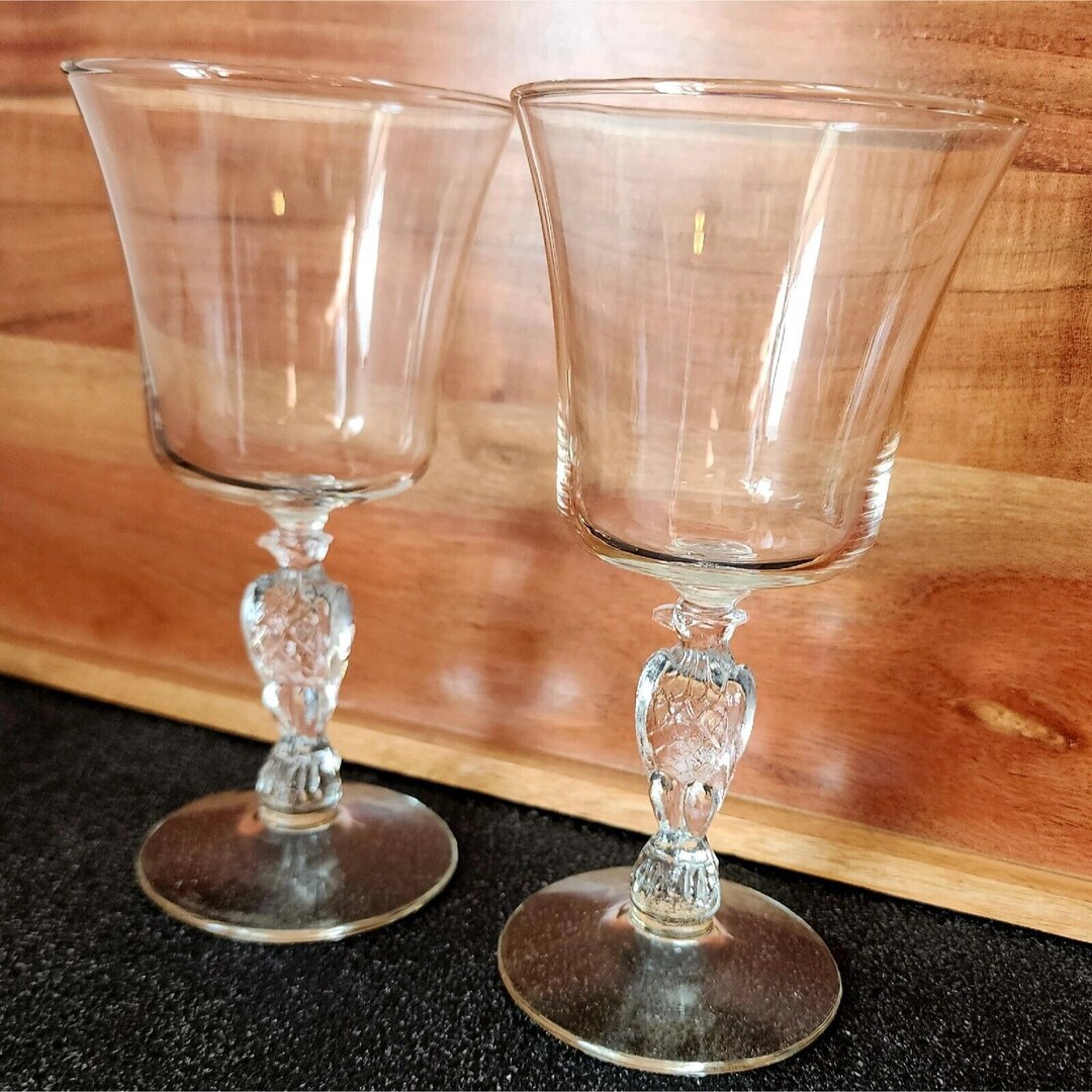2) Libbey Glass Liberty Bell Eagle Stem Wine Glasses 6.5" Vintage USA ...