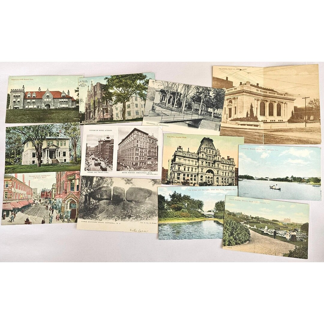 12 Northeast Buildings Scenery Postcards Lithograph C.1910s- 20s Color ...