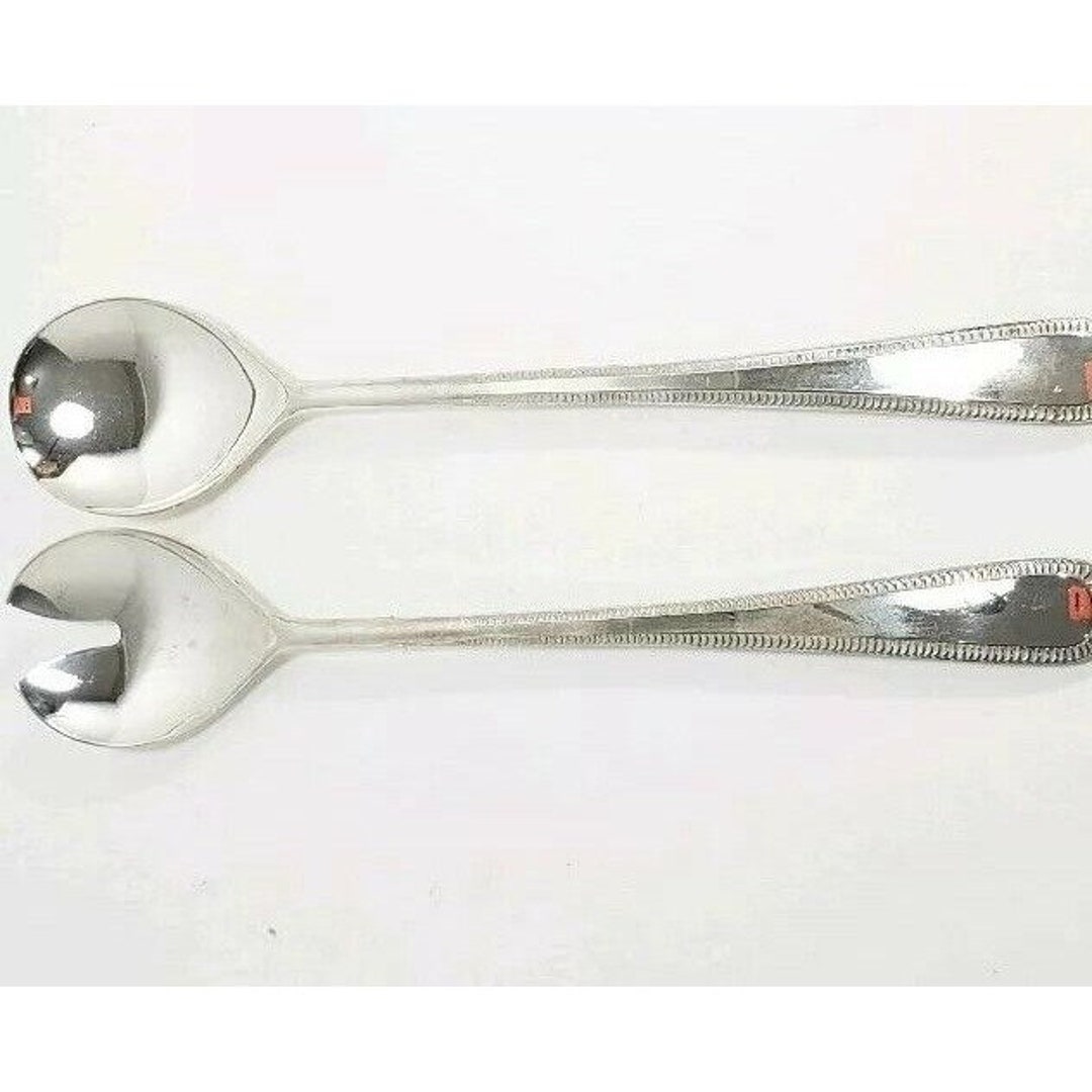 Vintage Brama EP on Zinc Silverplate Serving Fork Spoon Salad Set 9.5 ...