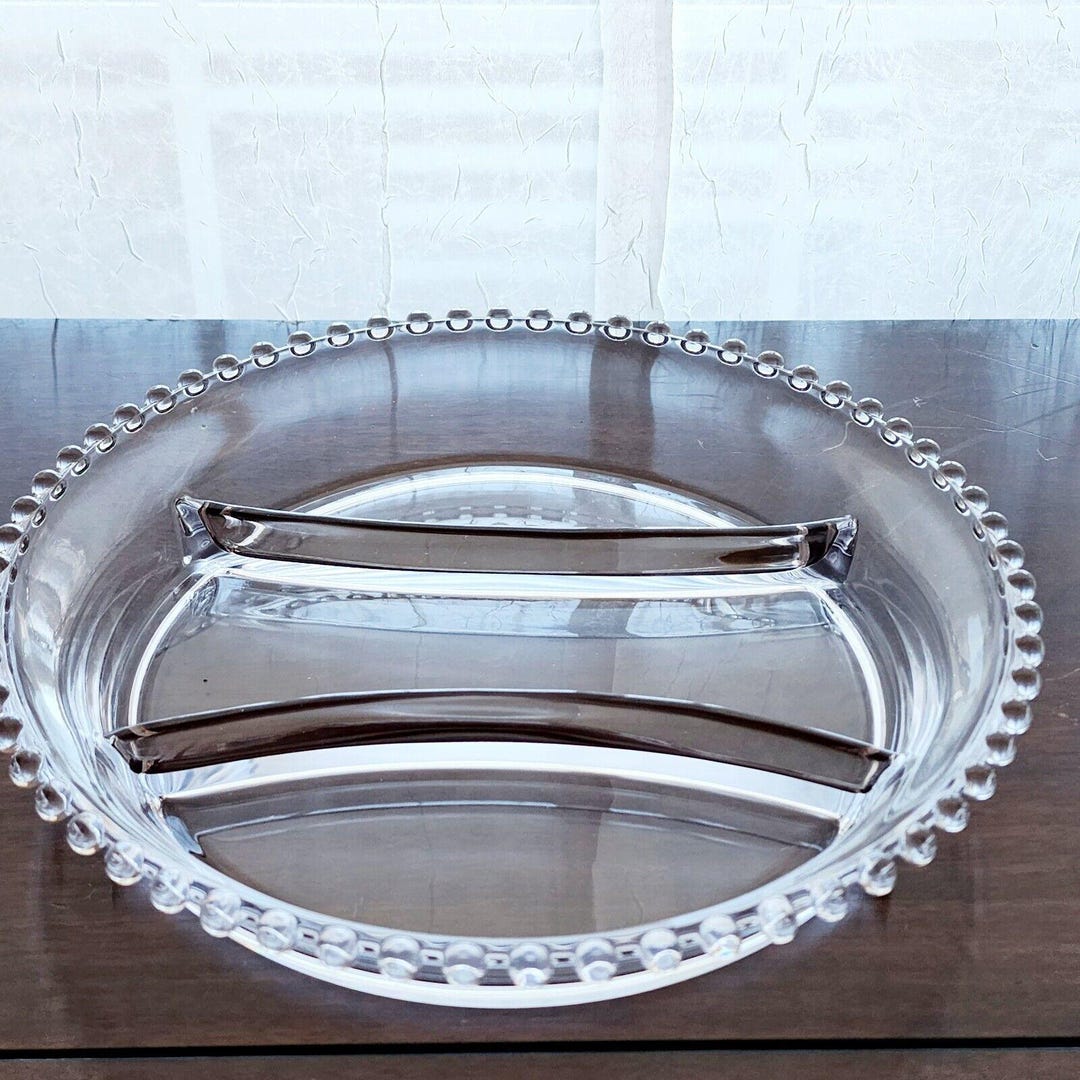 Imperial Glass Candlewick 3-part Divided Tray 10" Round Bubble Edge ...