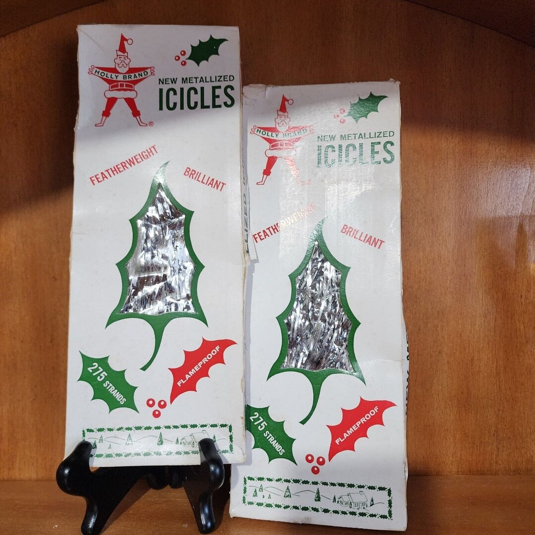 2 Vintage Holly Brand Metallized Icicles 275 Strands Old Stock Bon ...
