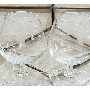 4 Princess House Heritage Brandy Snifters 4.5" Crystal Etched Glasses ...