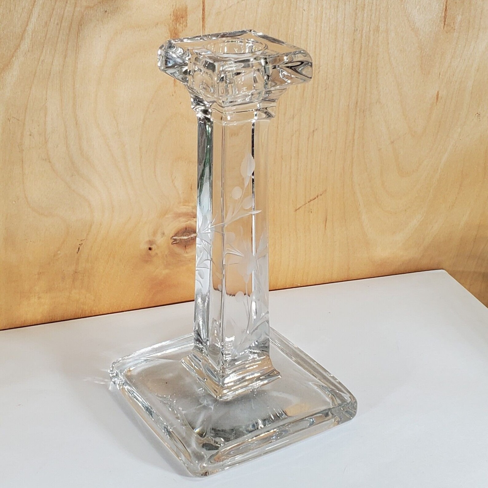 Cambridge Depression Glass Etched Floral Square Column Candlestick ...