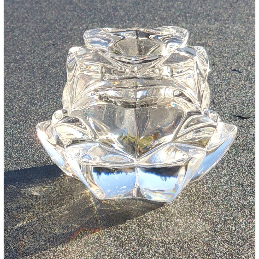 1980s Gorham Full Lead Crystal Rose Petal Candle Stick Holder 2.5” West ...