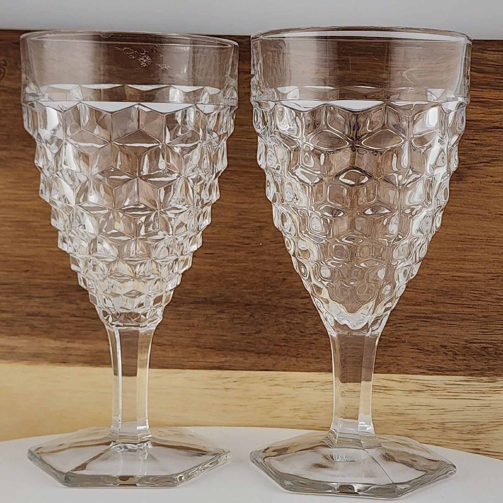 2 Fostoria American Cubist Clear Stemmed Water Goblets - Etsy