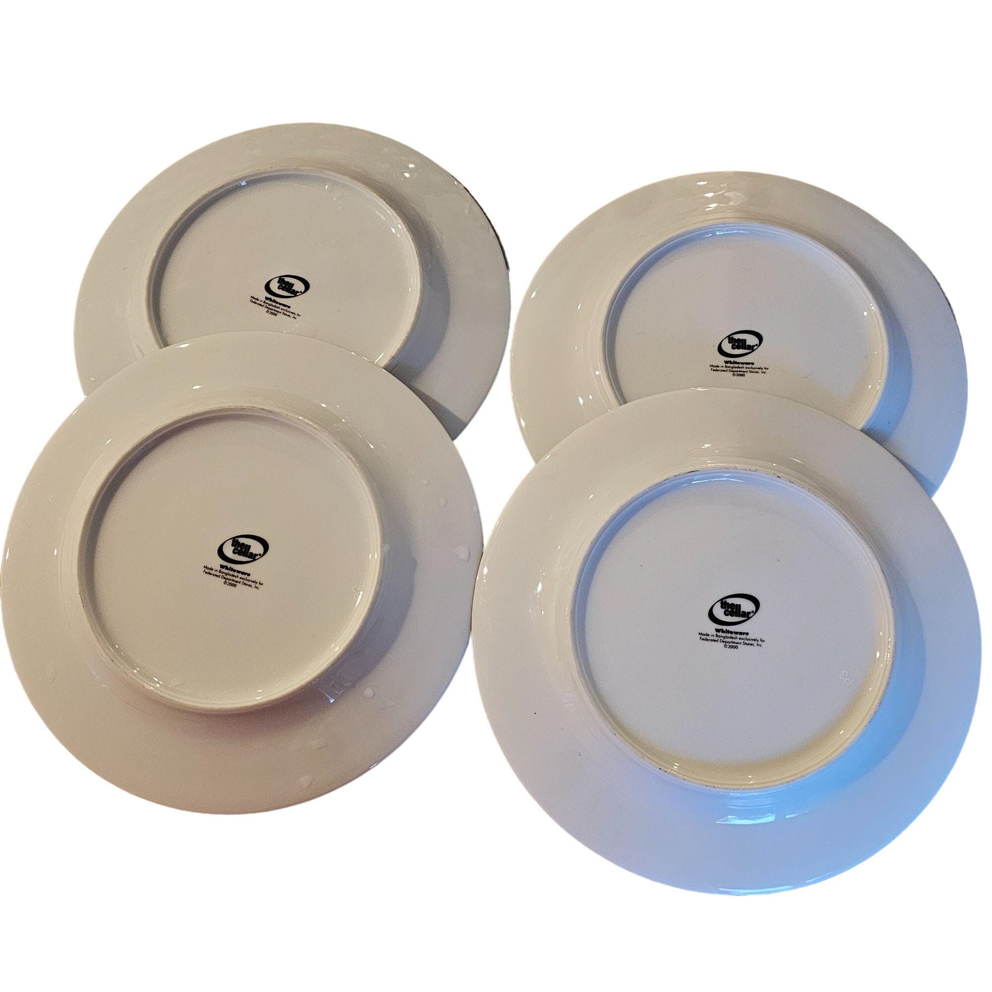 The Cellar Blue White Salad Appetizer Plates 8 Set/4 Orchard Fruit ...