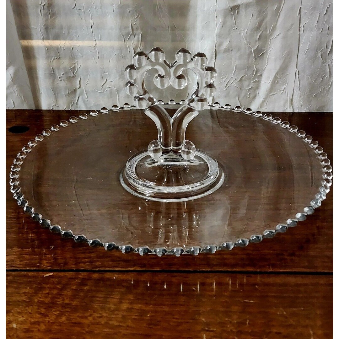 Imperial Glass Candlewick Clear Serving Pastry Tray 11.5 Heart-shaped ...