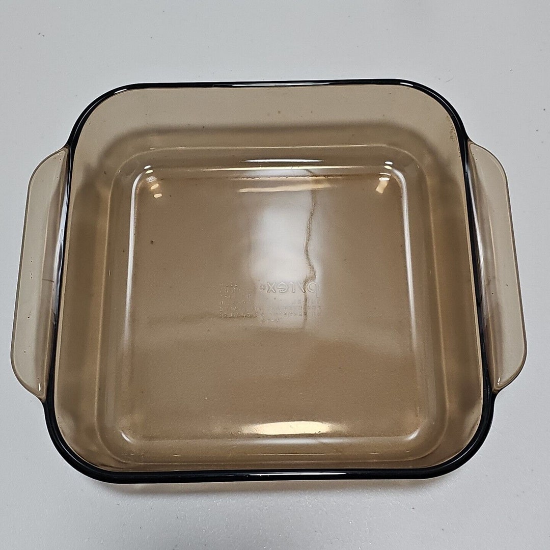 Pyrex Corning Visions Amber Brown Square Pan 222-R Glass Baking Dish ...