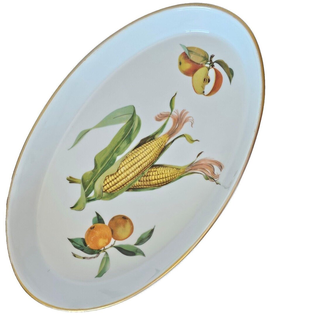 Royal Worcester Evesham Vale Oval Baker 14" Gold Rim Cottagecore ...