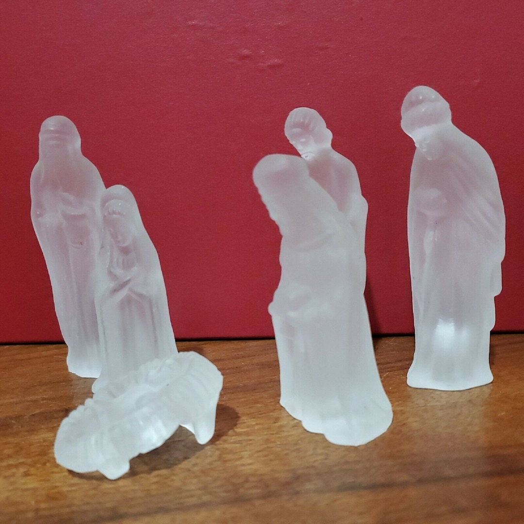 24% Frosted Leaded Crystal Nativity Set of 6 Vintage 1990s Small 4tall ...