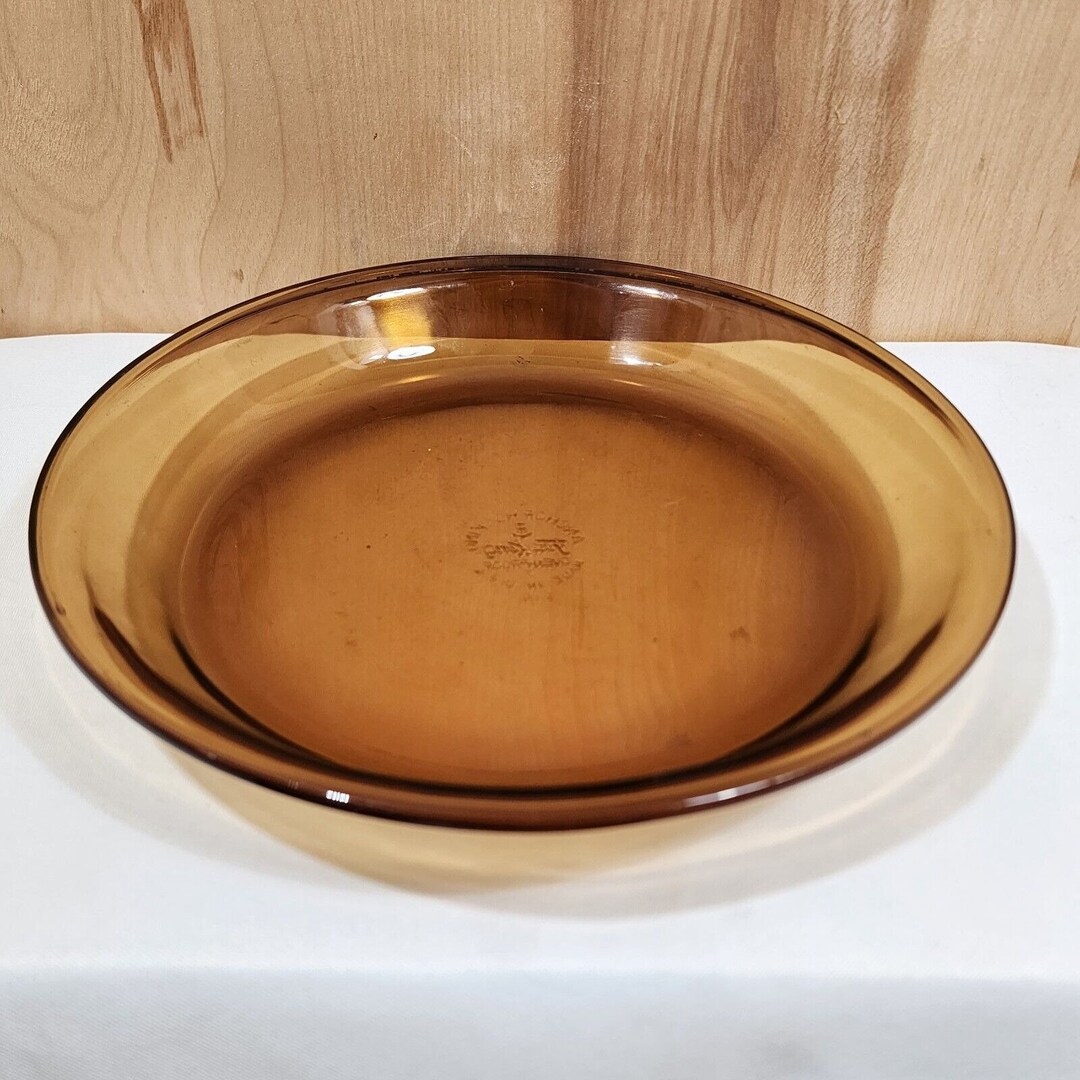 Fire King Harvest Amber Pie Plate 9" Ovenproof Bakeware 1 Quart Anchor ...