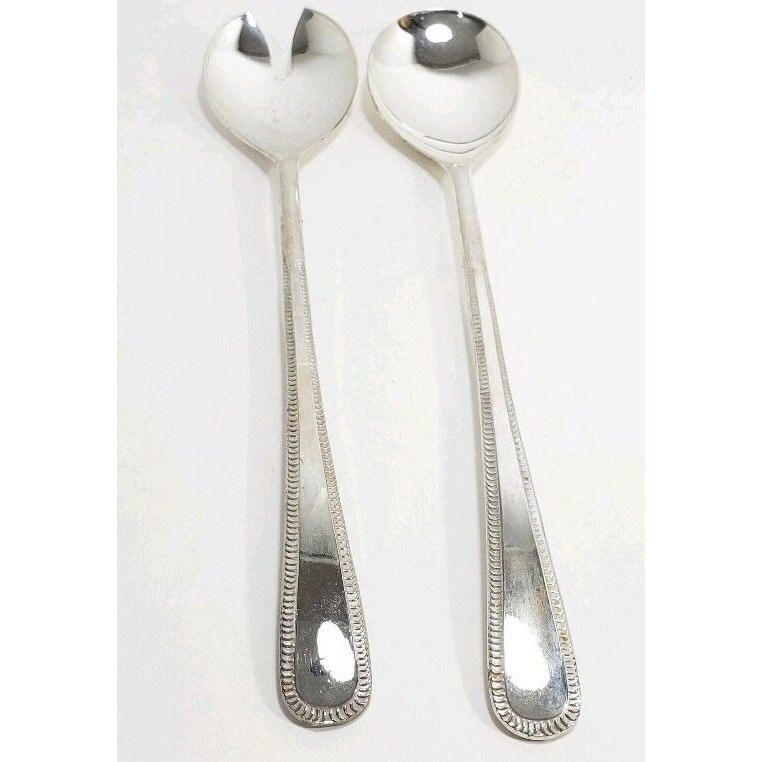 Vintage Brama EP on Zinc Silverplate Serving Fork Spoon Salad Set 9.5 ...
