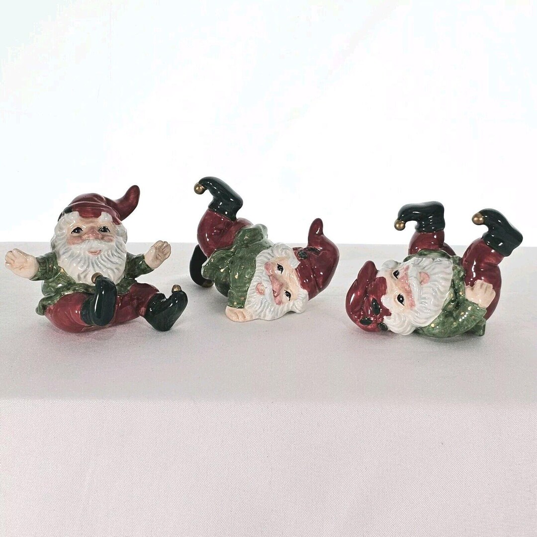 Fitz Floyd Happy Tumbling Santa Elves 3 Figurines Vtg Merry Christmas Holiday 4" - Etsy