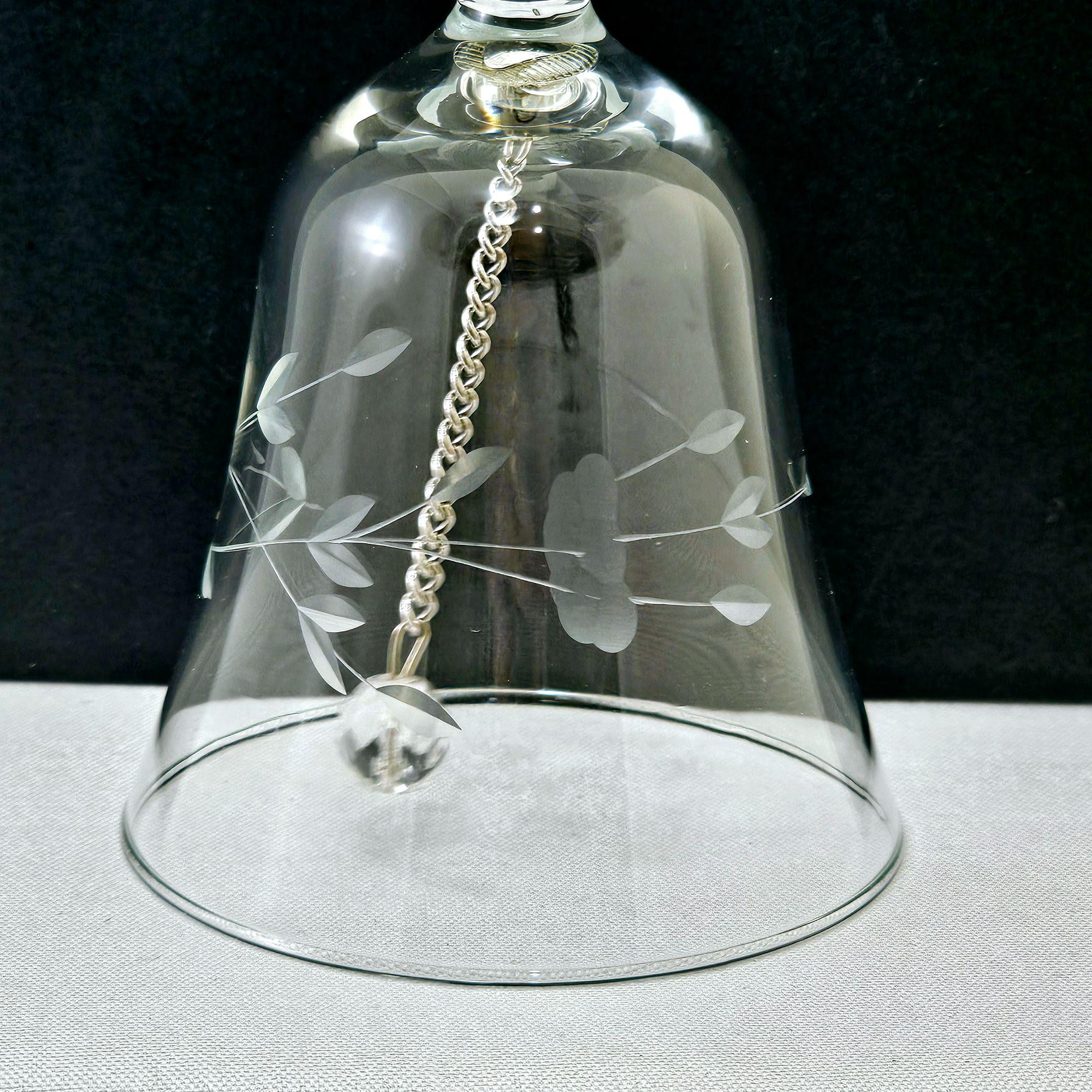 Princess House Heritage Etched Bell 6" Vintage Crystal Handblown Flower ...
