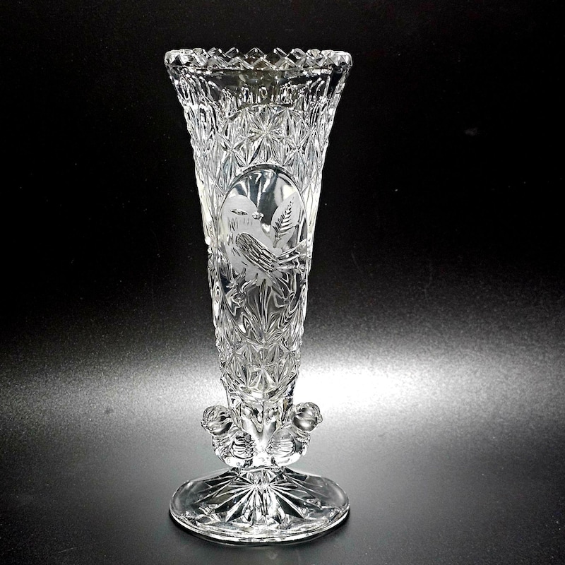 Antique Crystal Vase Bird - Etsy