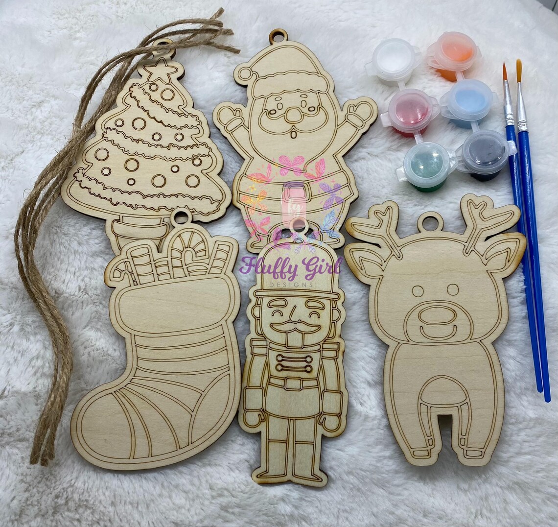 Kids Decorating Kit, Christmas Decorating Kit, DIY Decorating Kit, Wood ...