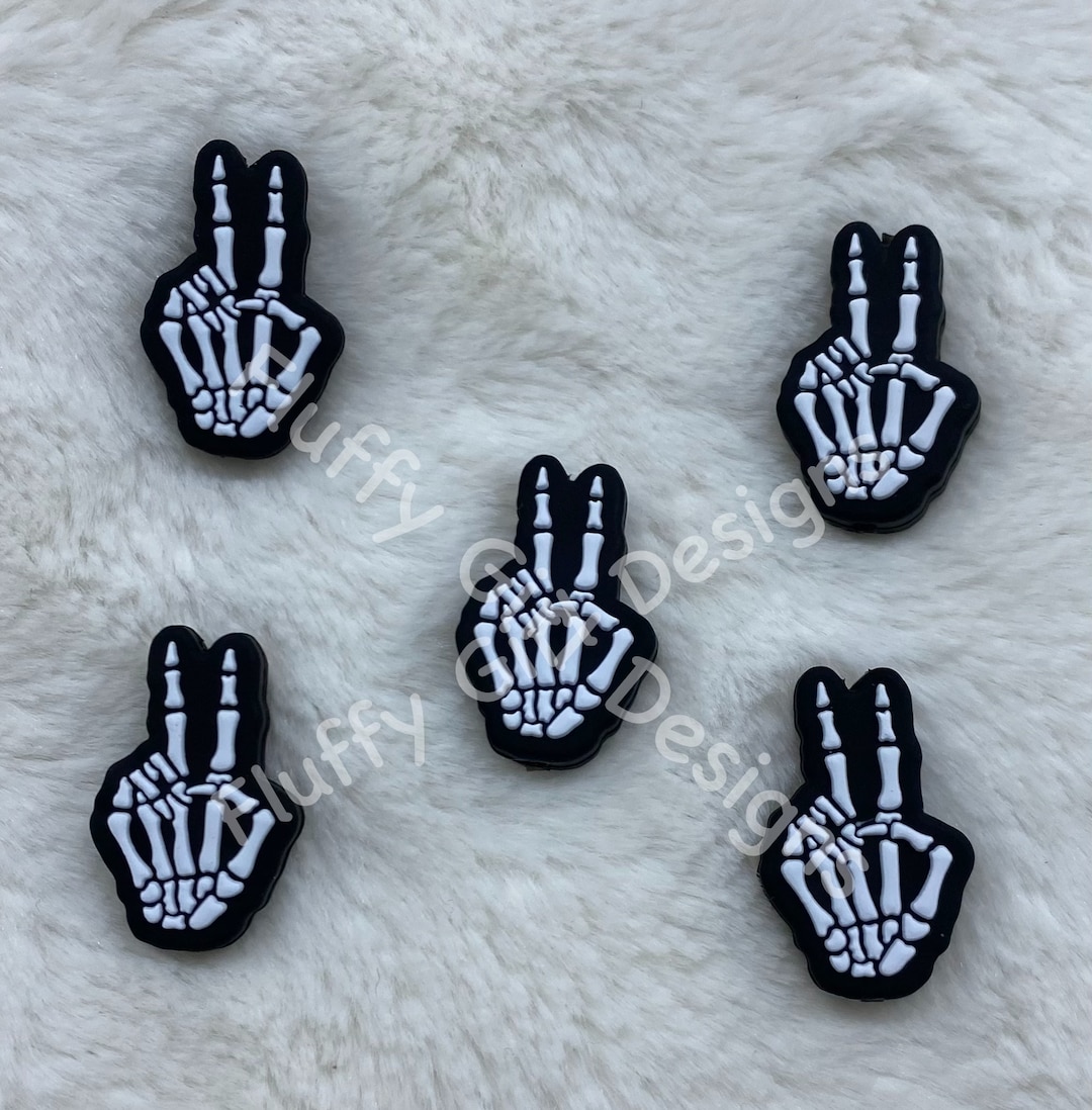 Skeleton Hand Focal Beads, Silicone Focal Beads, Focal Beads, Peace ...