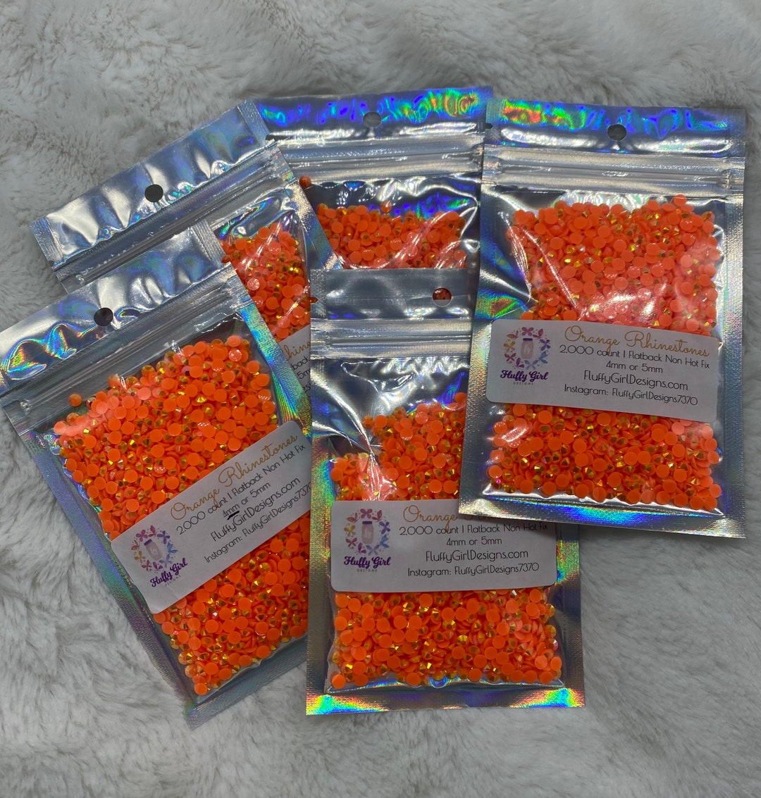 Neon Orange Rhinestones, Rhinestones, Flatback AB Jelly Rhinestones ...
