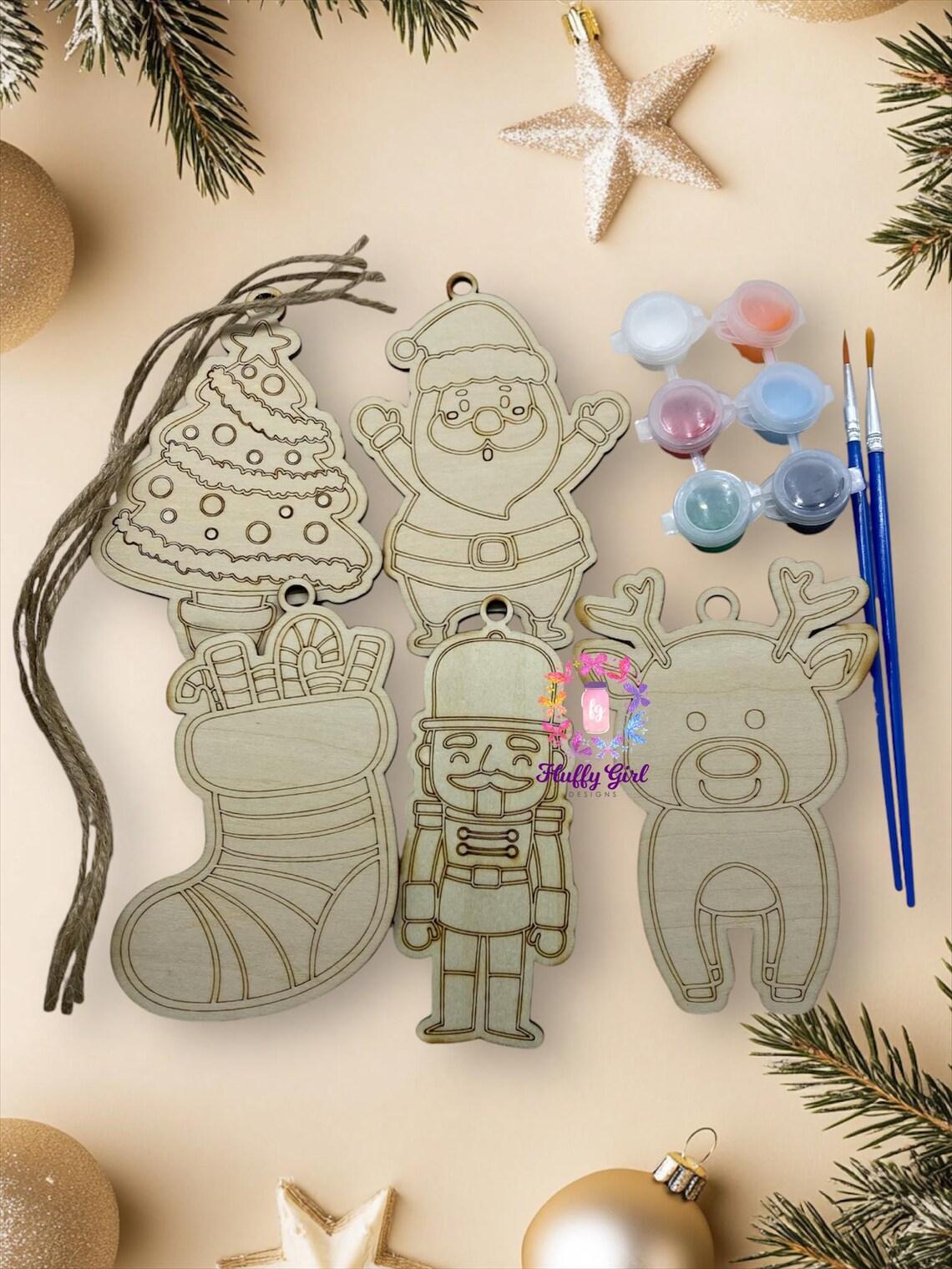 Kids Decorating Kit, Christmas Decorating Kit, DIY Decorating Kit, Wood ...