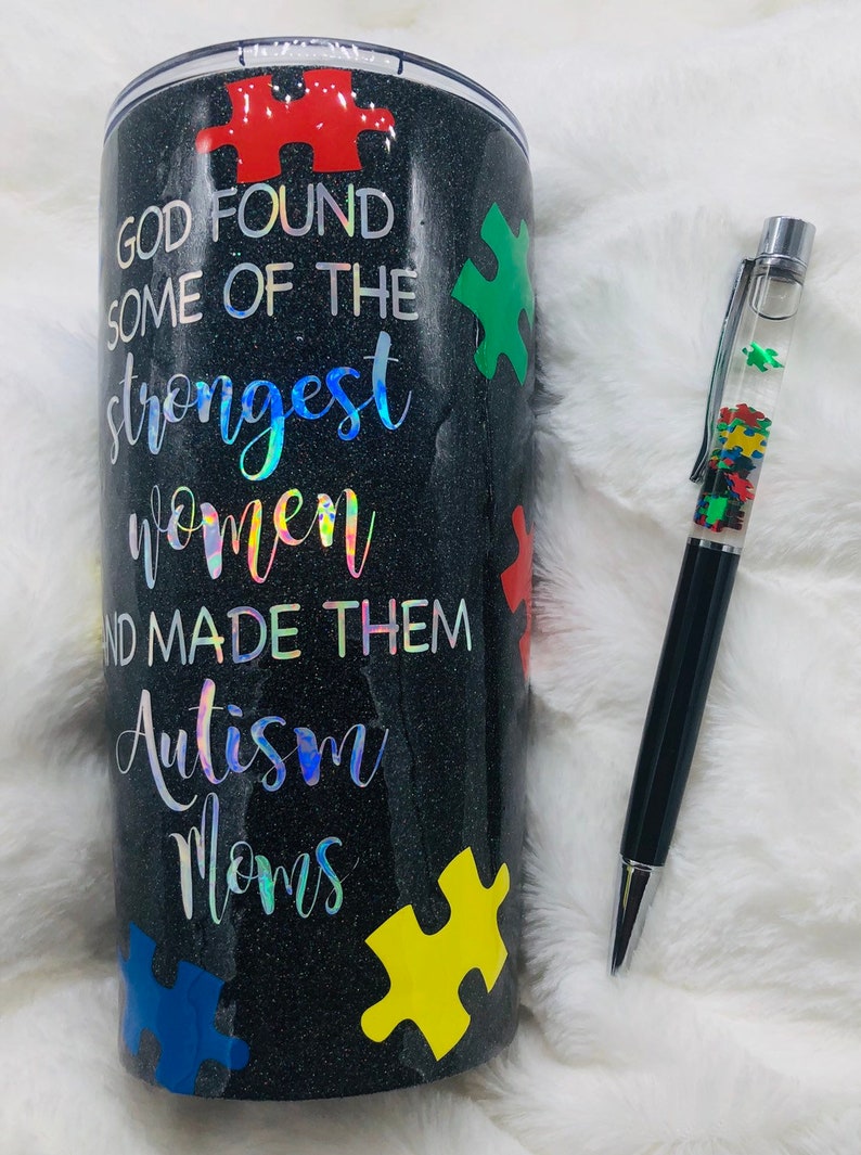 Autism, Tumbler, Autism Mom Cup, Glitter Tumbler, Glitter Cup, Glitter ...