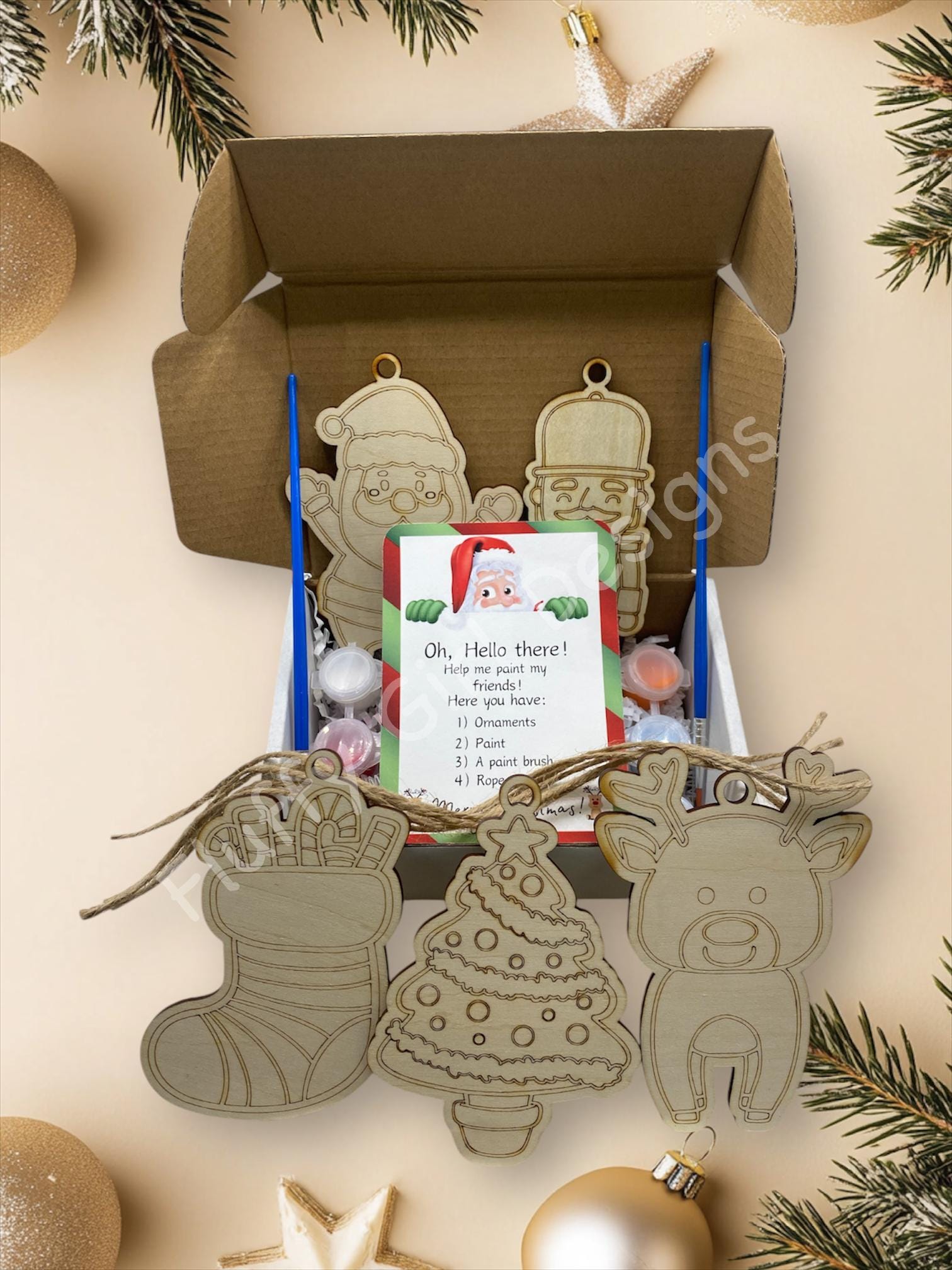 Kids Decorating Kit, Christmas Decorating Kit, DIY Decorating Kit, Wood ...