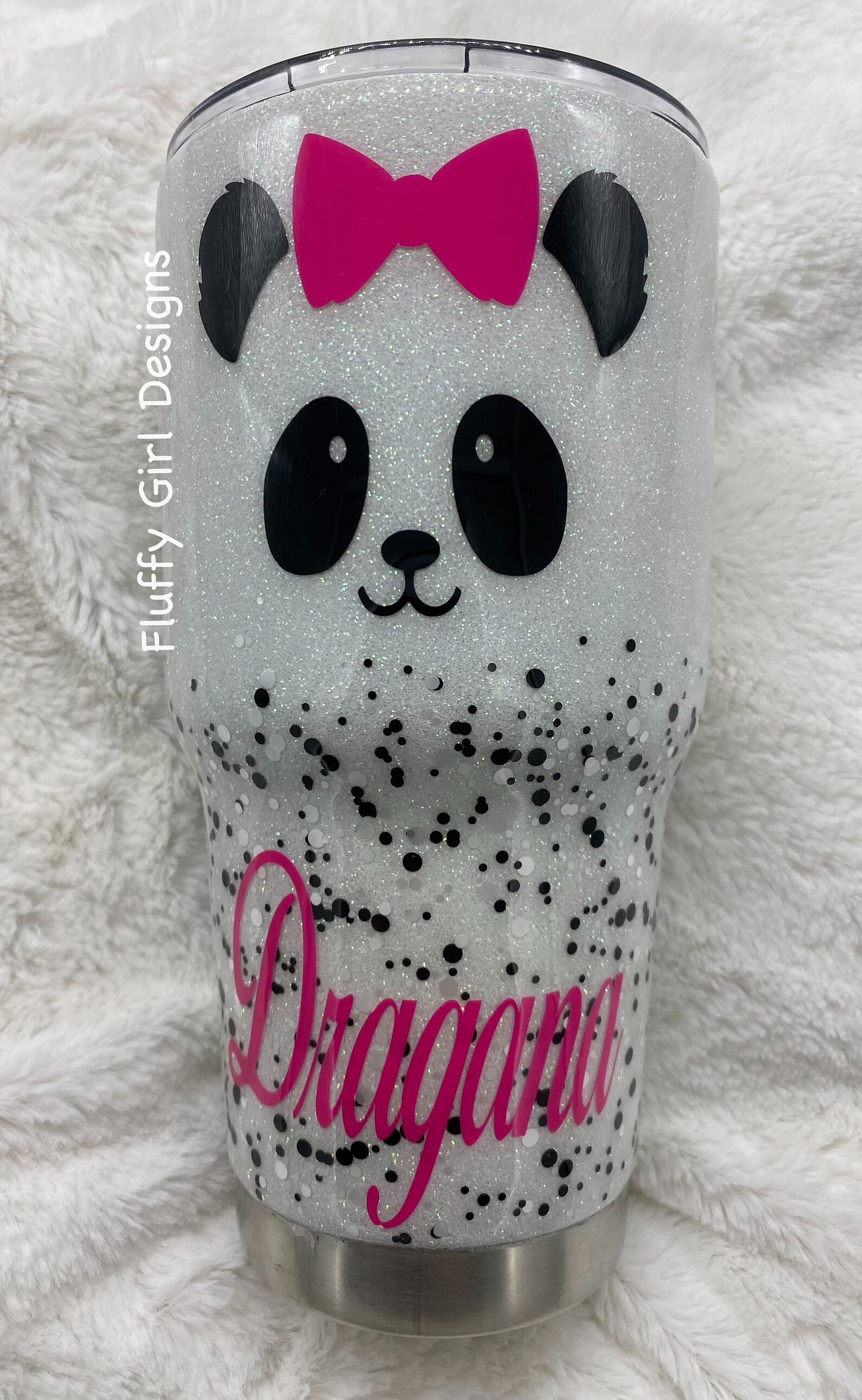 Panda Cup, Tumbler, Panda Face, Animal Face Tumbler, Glitter Cup ...