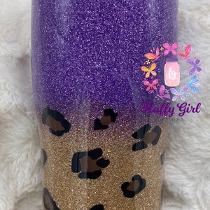 Leopard, Leopard Cup, Glitter Cup, Glitter Tumbler, Cheetah Cup, Purple ...