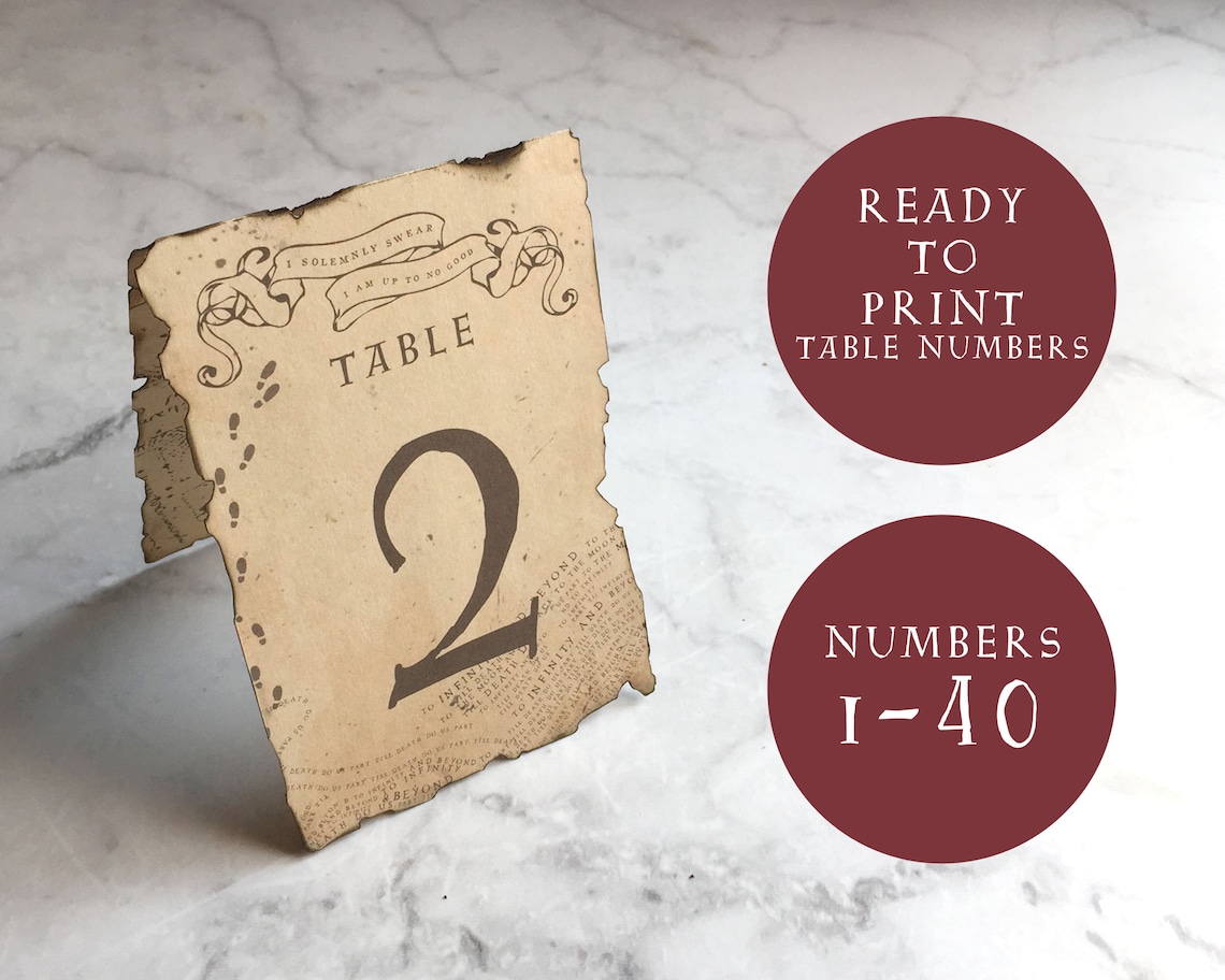 Tent Style Table Numbers Printable Digital Template Harry P | Etsy