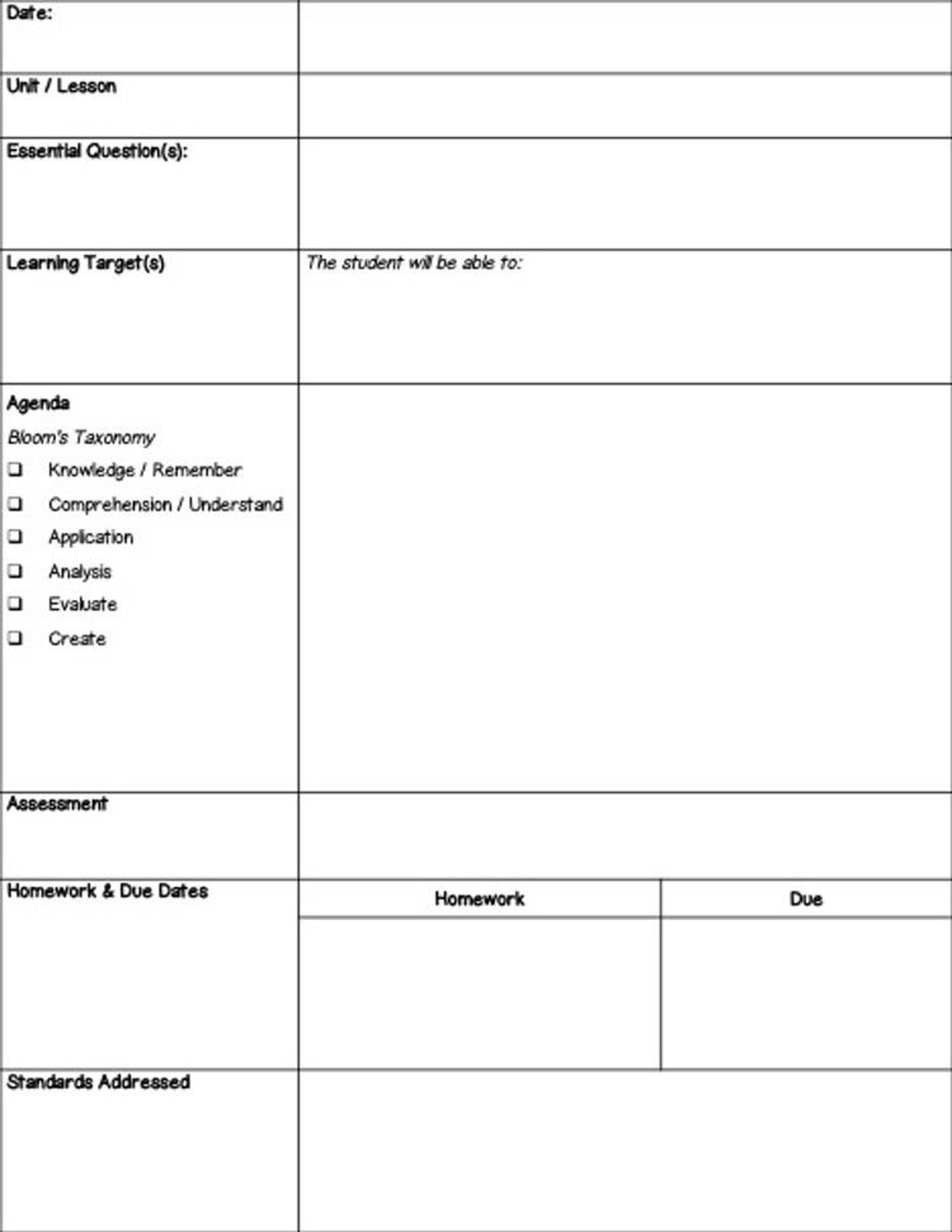 Lesson Plan Templates