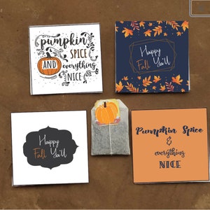 Pumpkin Spice and Everything Nice Tea Bags | Harvest Wedding Tea Party ...