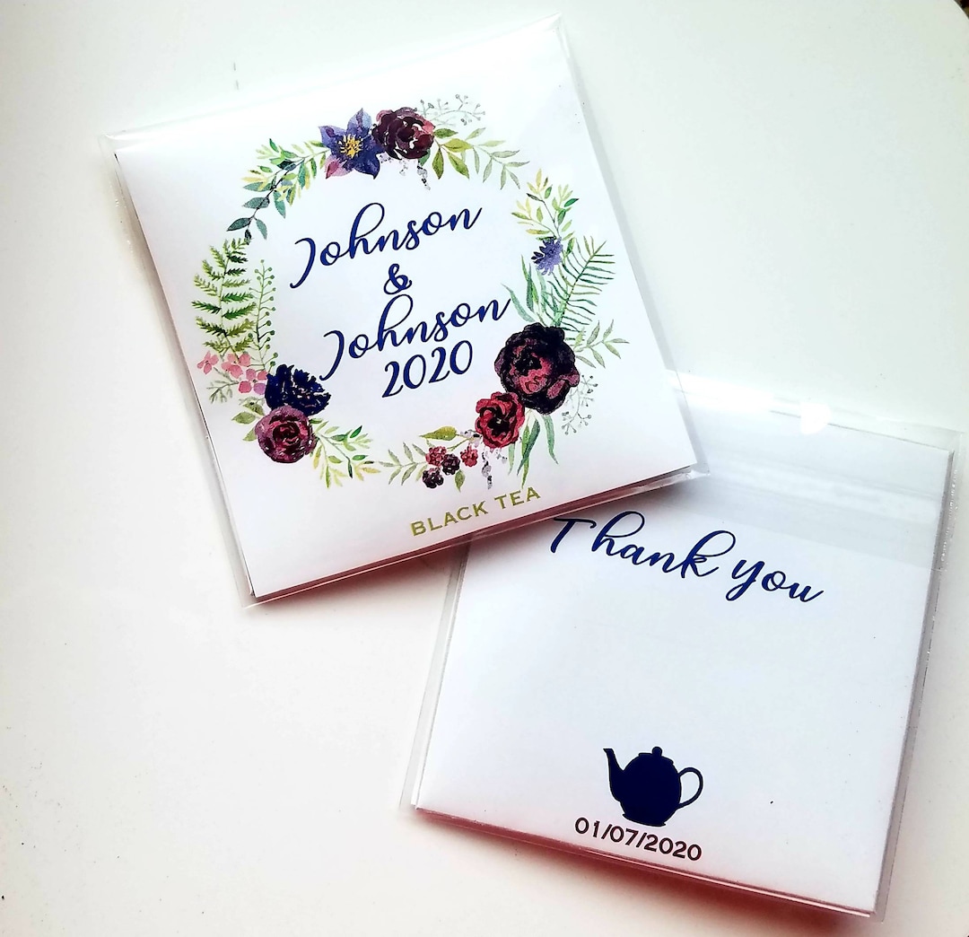 Personalized Tea Bag Favors: Floral Wedding Shower Set of 10 - Etsy