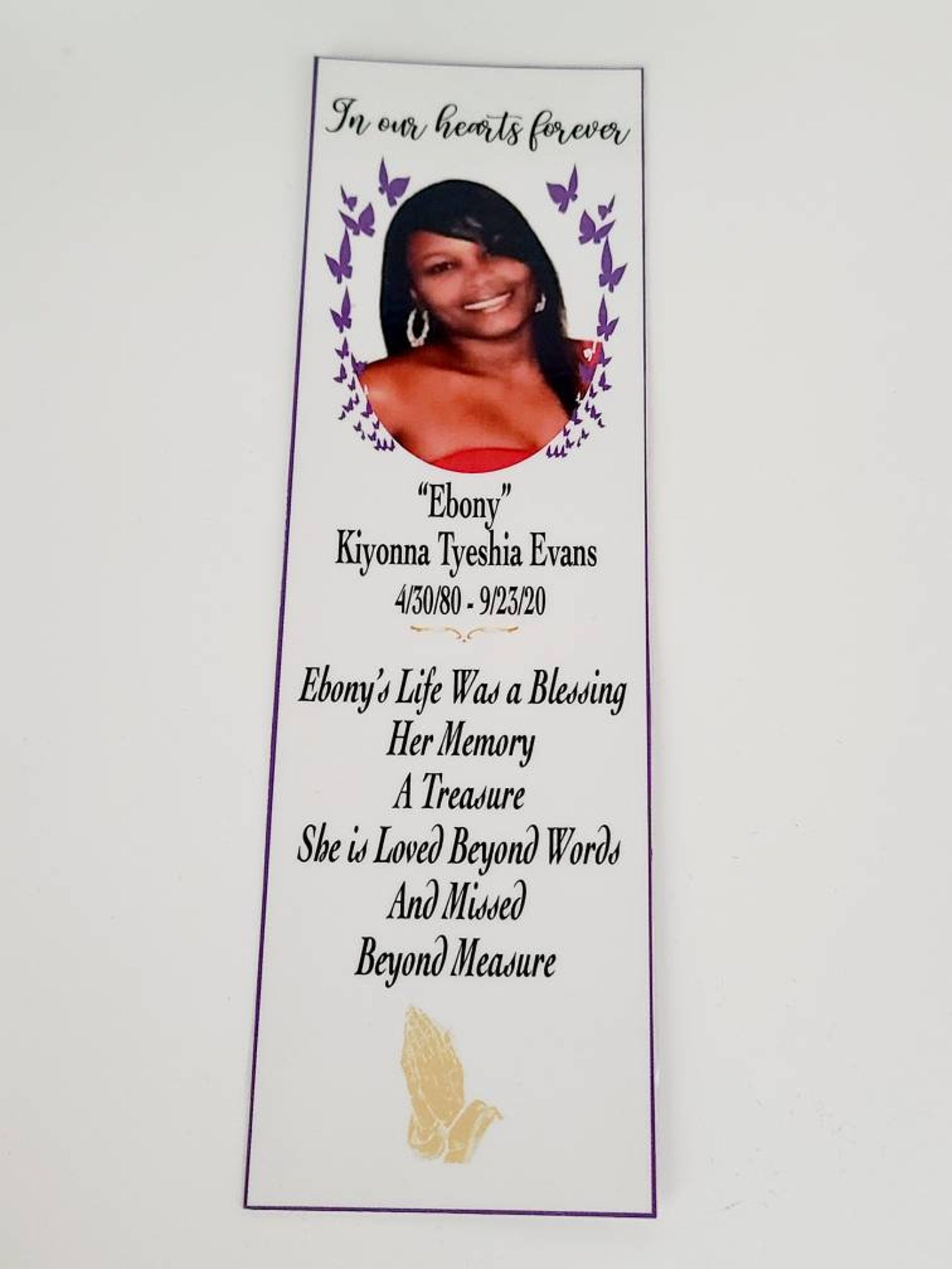 Funeral Memorial Service Bookmarks Memorial Gift Bereavement - Etsy