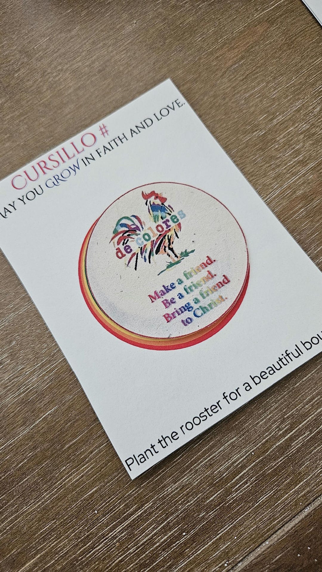 Cursillo Retreat De Colores Plantable Grow Card Church Rainbow Rooster ...