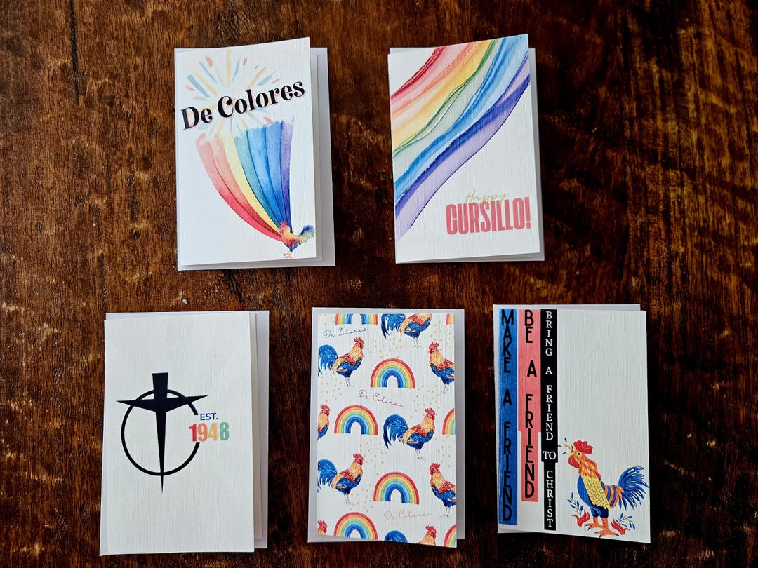 Cursillo Greeting Cards: De Colores Rainbow Rooster Palanca (with ...