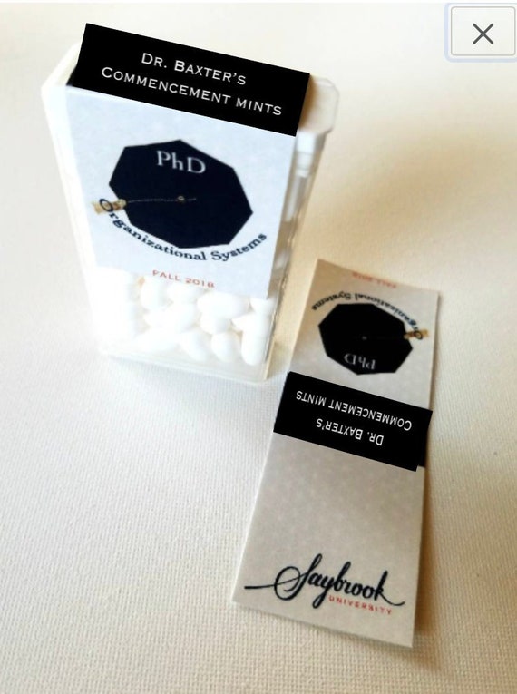 Graduation Phd Commencement Party Mints Tic Tacs Grad Degree | Etsy