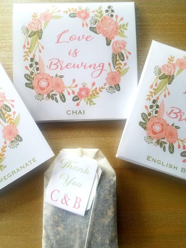Wedding tea bag favors custom tea bags virtual shower | Etsy