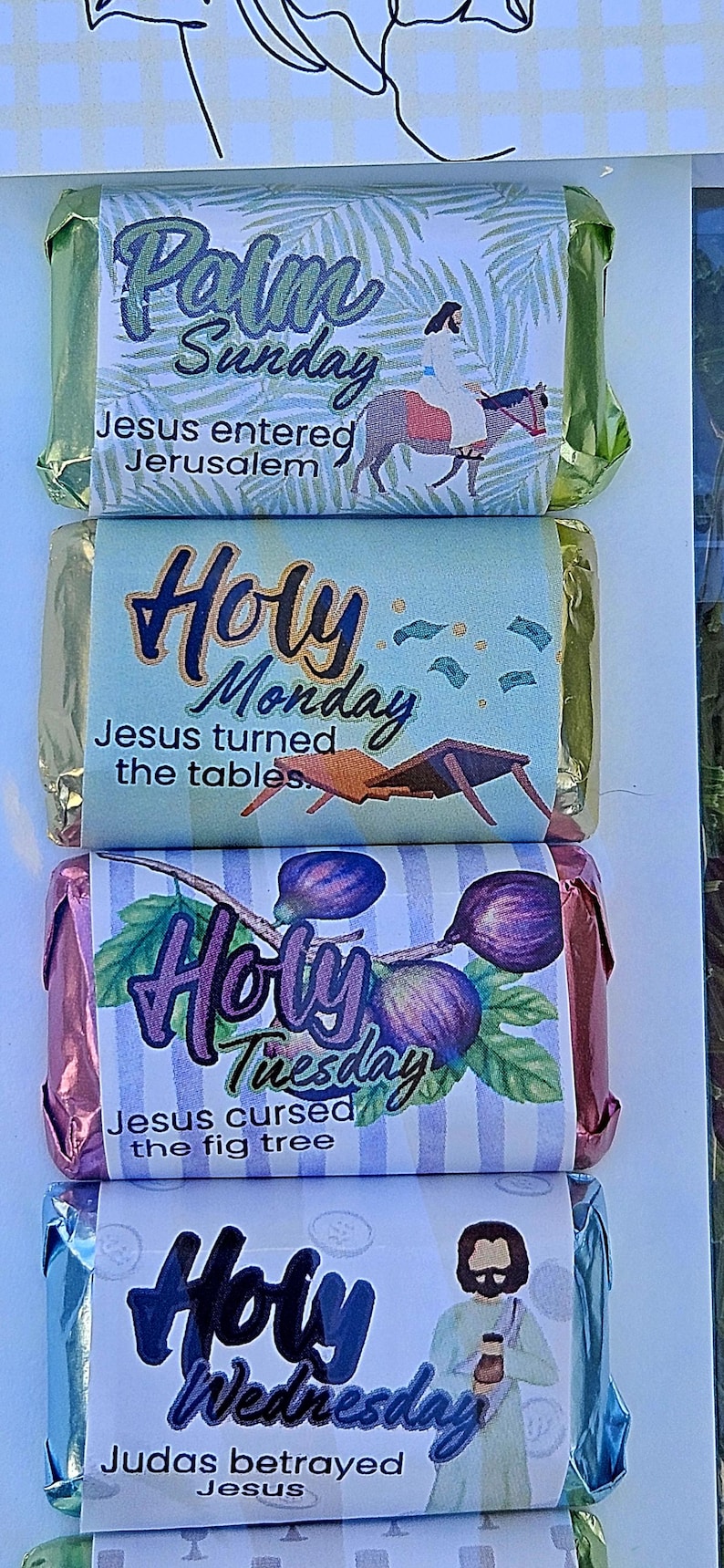 Easter Scripture Chocolate Candy Bar Favors: He is Risen Religious ...