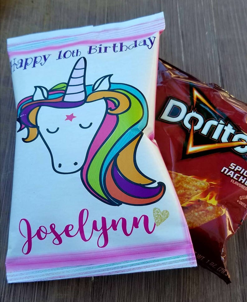 Unicorns Party Potato Chip Bag Favors Kids Chips Wrappers - Etsy