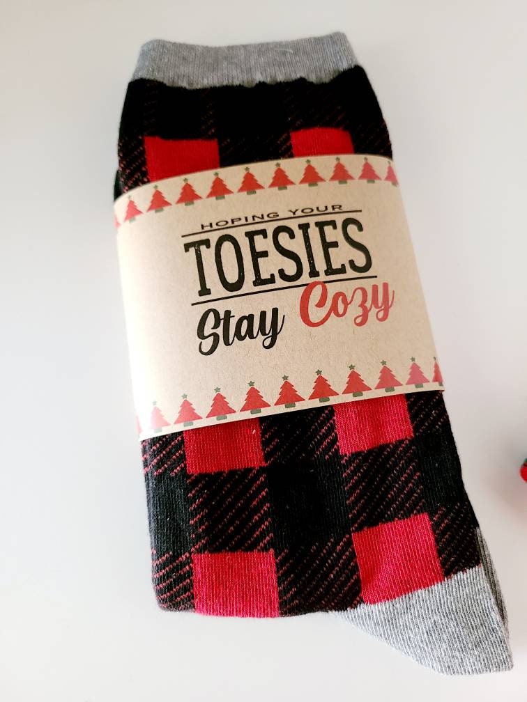 Personalized Socks Gifts Wrap Labels Gift Cozy Buffalo Check - Etsy