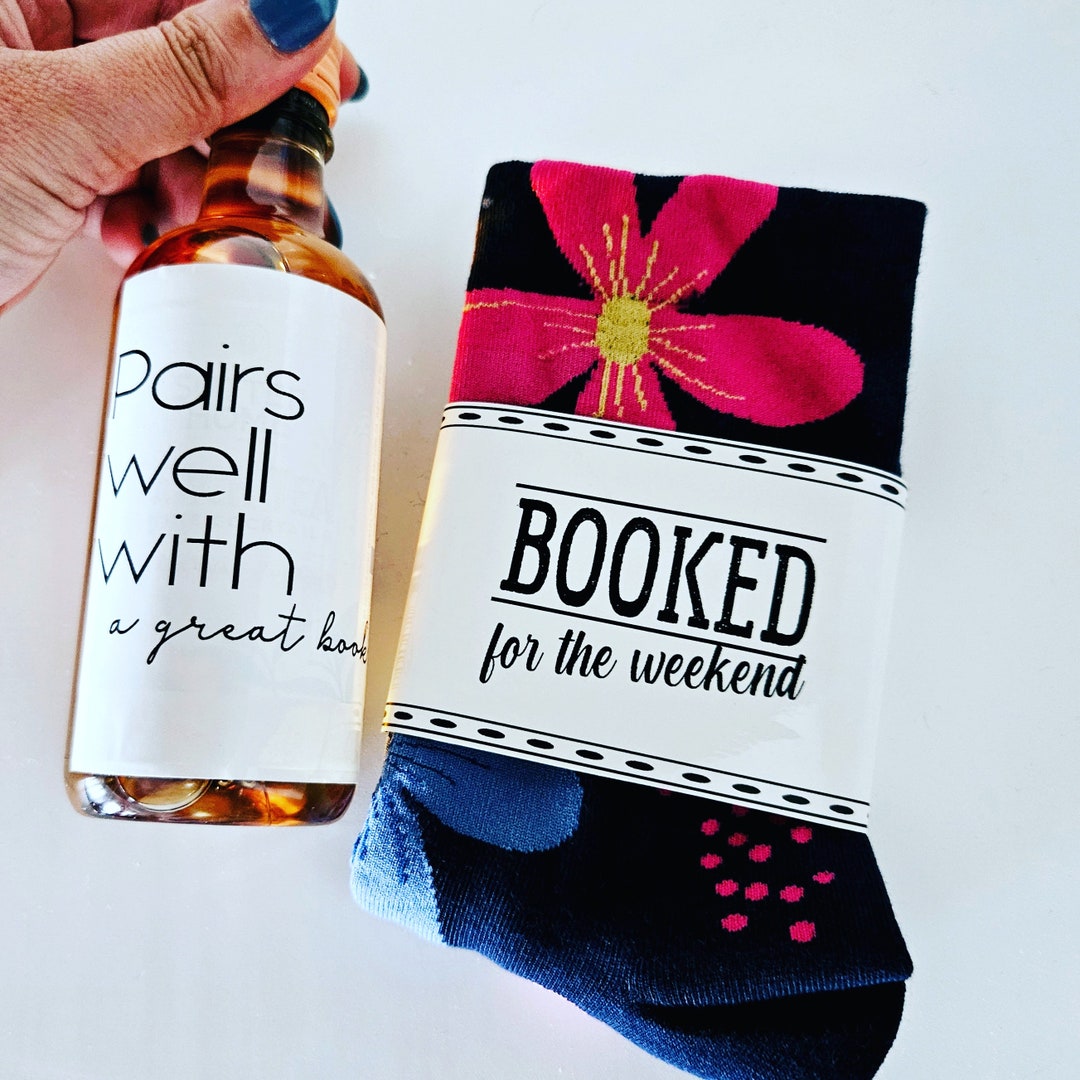 Book Club Wine Labels or Socks Sets | Bookworm Gift | Pairs Well With a ...