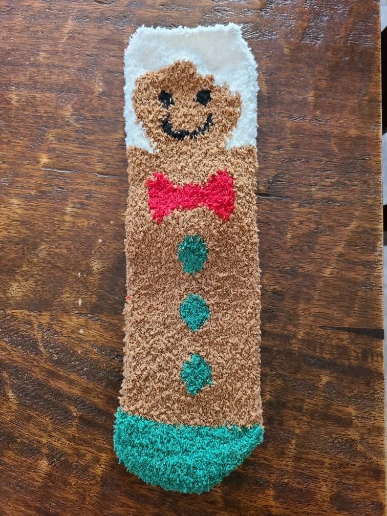 Personalized sock gifts wrap labels fluffy buffalo check socks | Etsy