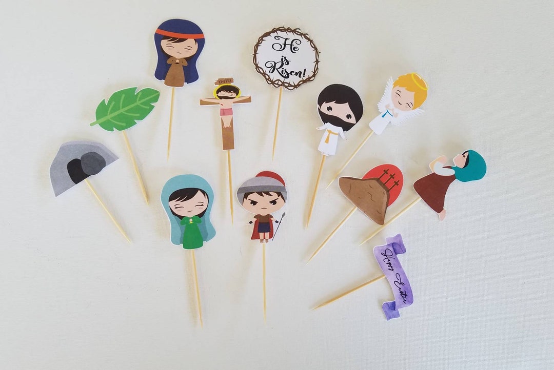 Easter He is Risen Resurrection Scene Cupcake Toppers Jesus Religious ...