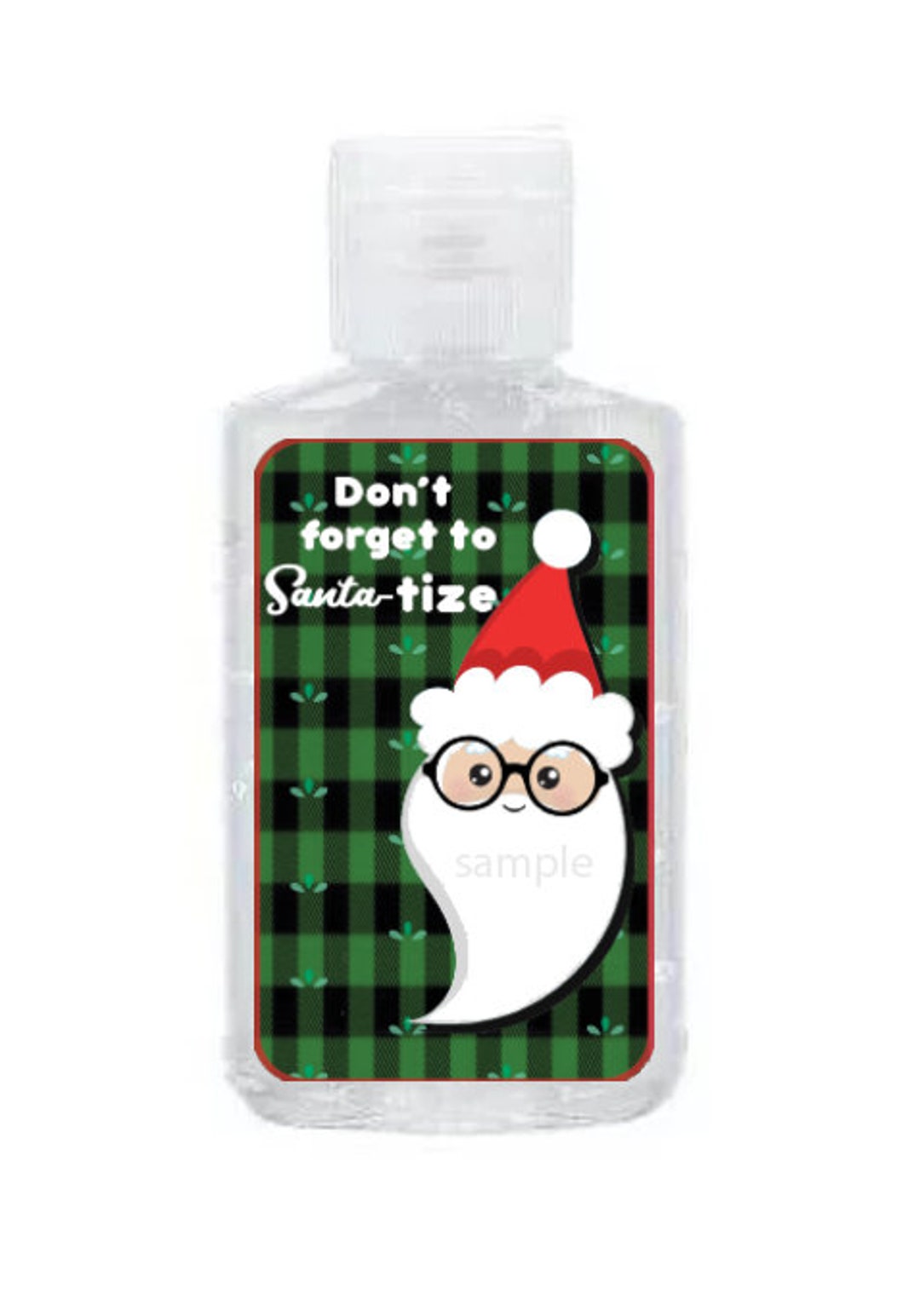 Christmas Holidays Santa Buffalo Check Plaid Hand Sanitizers Labels ...
