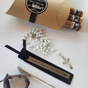 Godparent Proposal Box: Custom Rosary & Chocolate Gift Set - Etsy