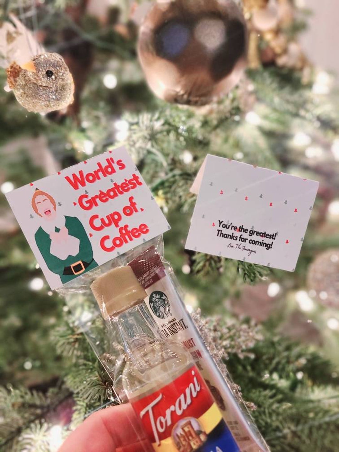Elf Movie Coffee Favor Set: Personalized Christmas Party Beverage Gifts ...