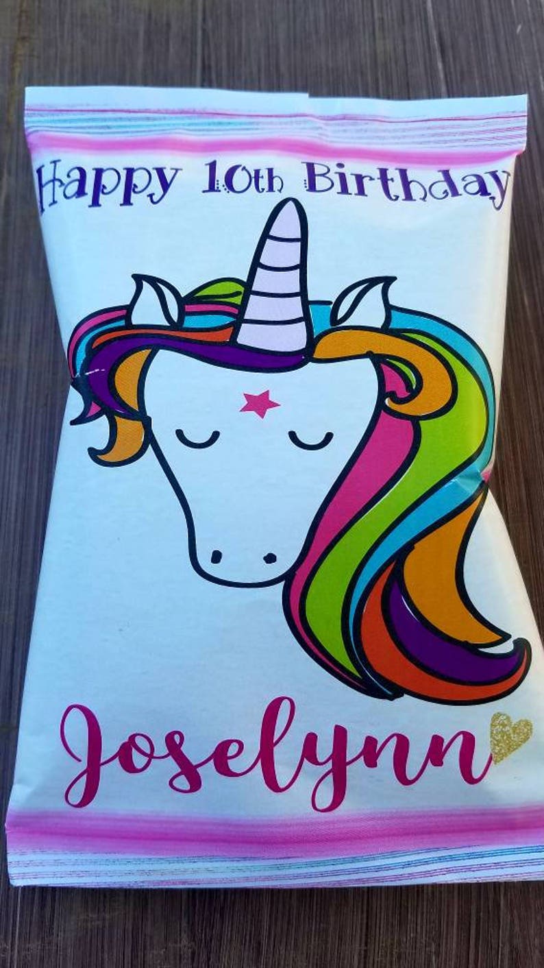 Unicorns Party Potato Chip Bag Favors Kids Chips Wrappers | Etsy