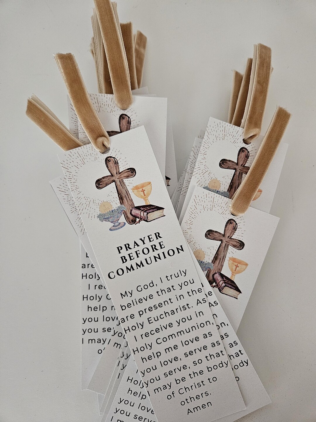 First Communion Prayer Bookmarks: Catholic Eucharist Favors (set of 10 ...