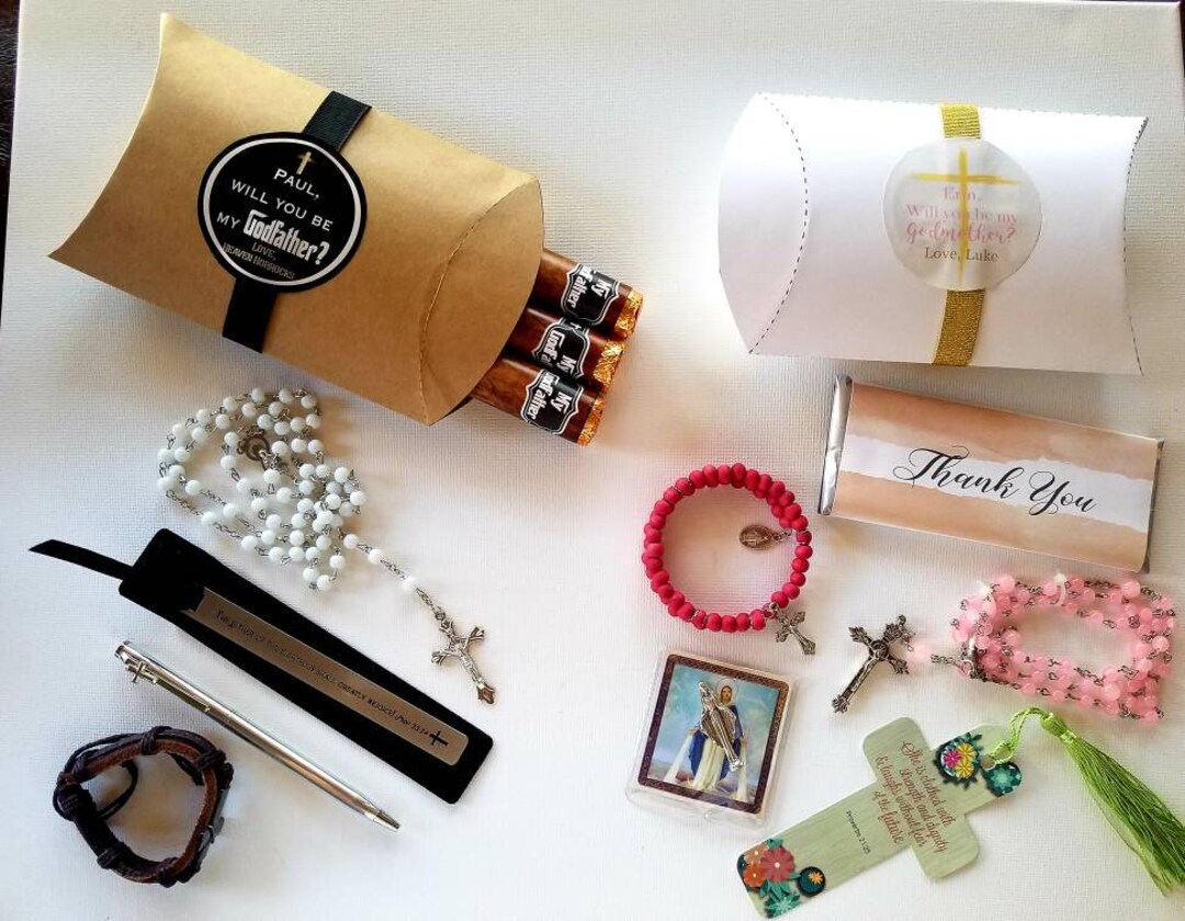 Godparent Proposal Box: Custom Rosary & Chocolate Gift Set - Etsy