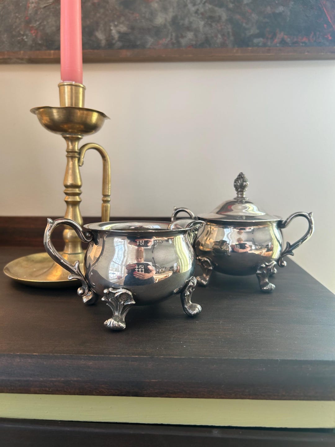 Vintage Silver Plated Sugar Bowl and Creamer Set, FB or WA Rogers ...